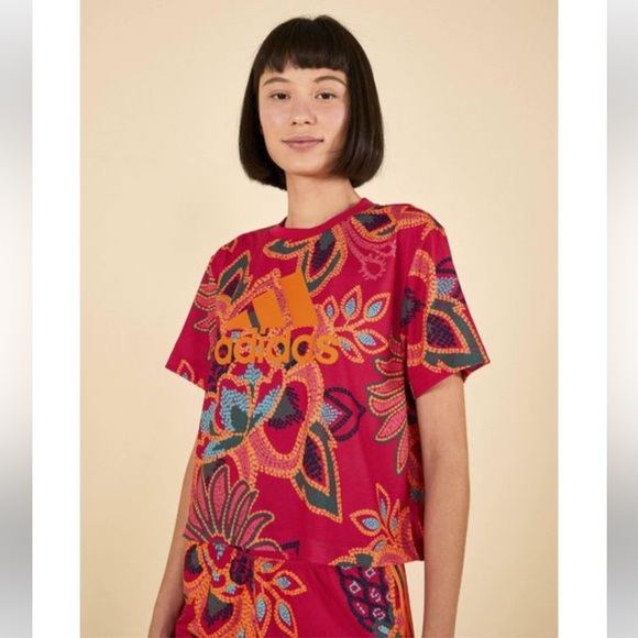 FARM Rio | Tops | Nwt Farm Rio X Adidas Redpink Top | Poshmark